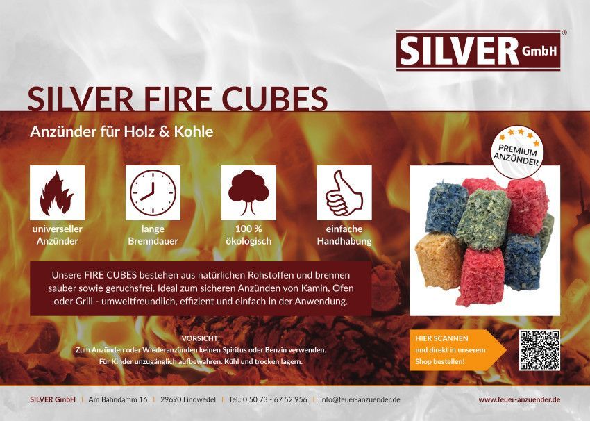 10 kg SILVER Fire Cubes - Schnell & sicher Anzünden für Kamin, Ofen ...